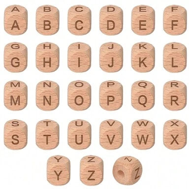 Natural wood letters 12 mm — Armazém das Manualidades